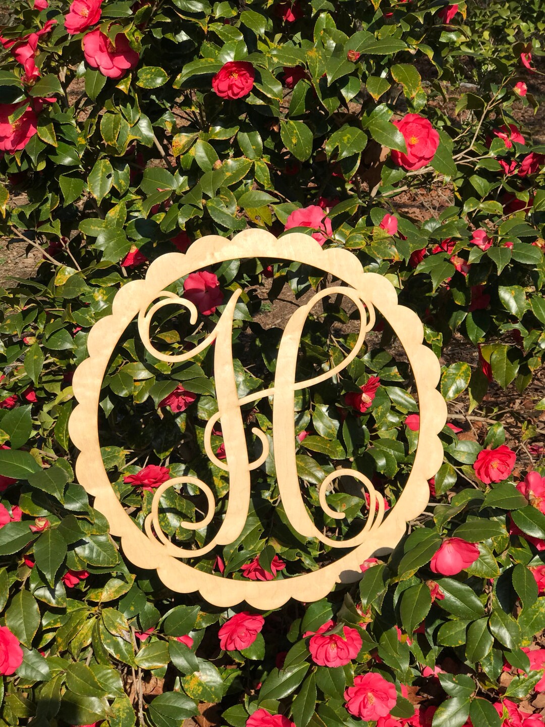 Wood Monogram Single Letter Personalized Large Unpaintied Scalloped ...