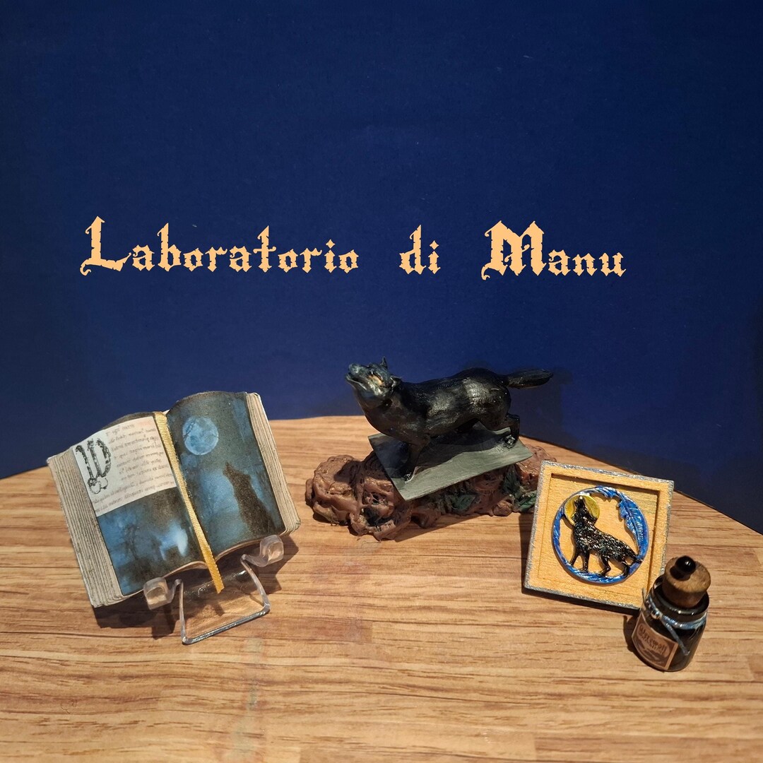 Dollhouse Wolf Figure, Miniature Book of Werewolf/full Moon, 1:12 Scale ...