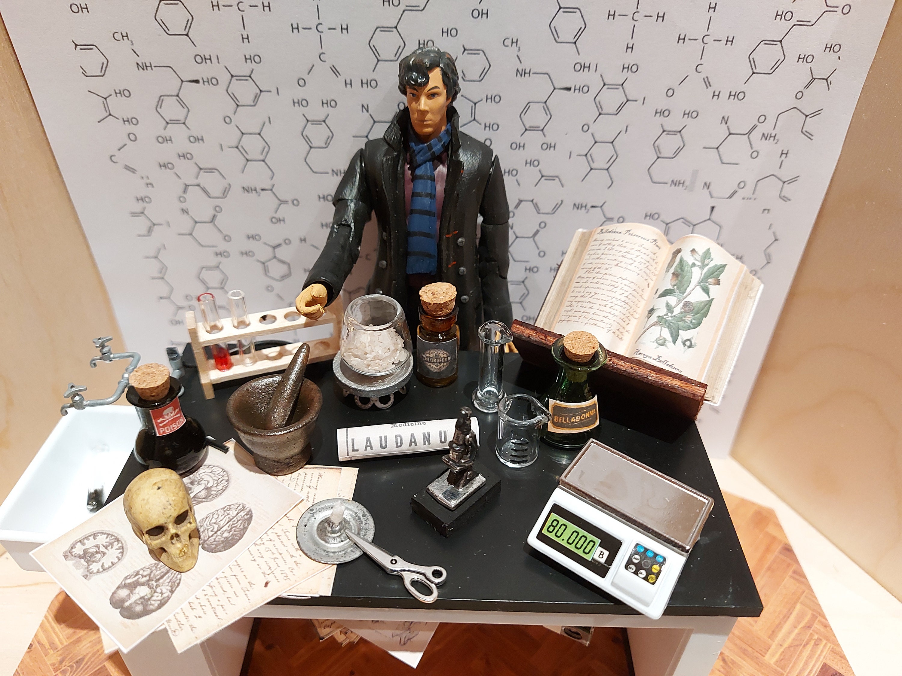 Dollhouse Chemistry Laboratory, Miniature Laboratory Table Inspired by ...