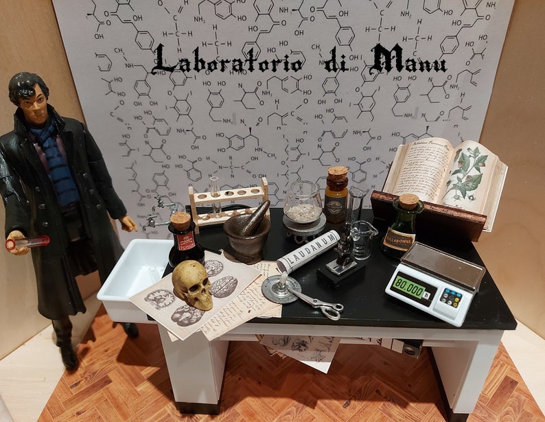Dollhouse Chemistry Laboratory, Miniature Laboratory Table Inspired by ...