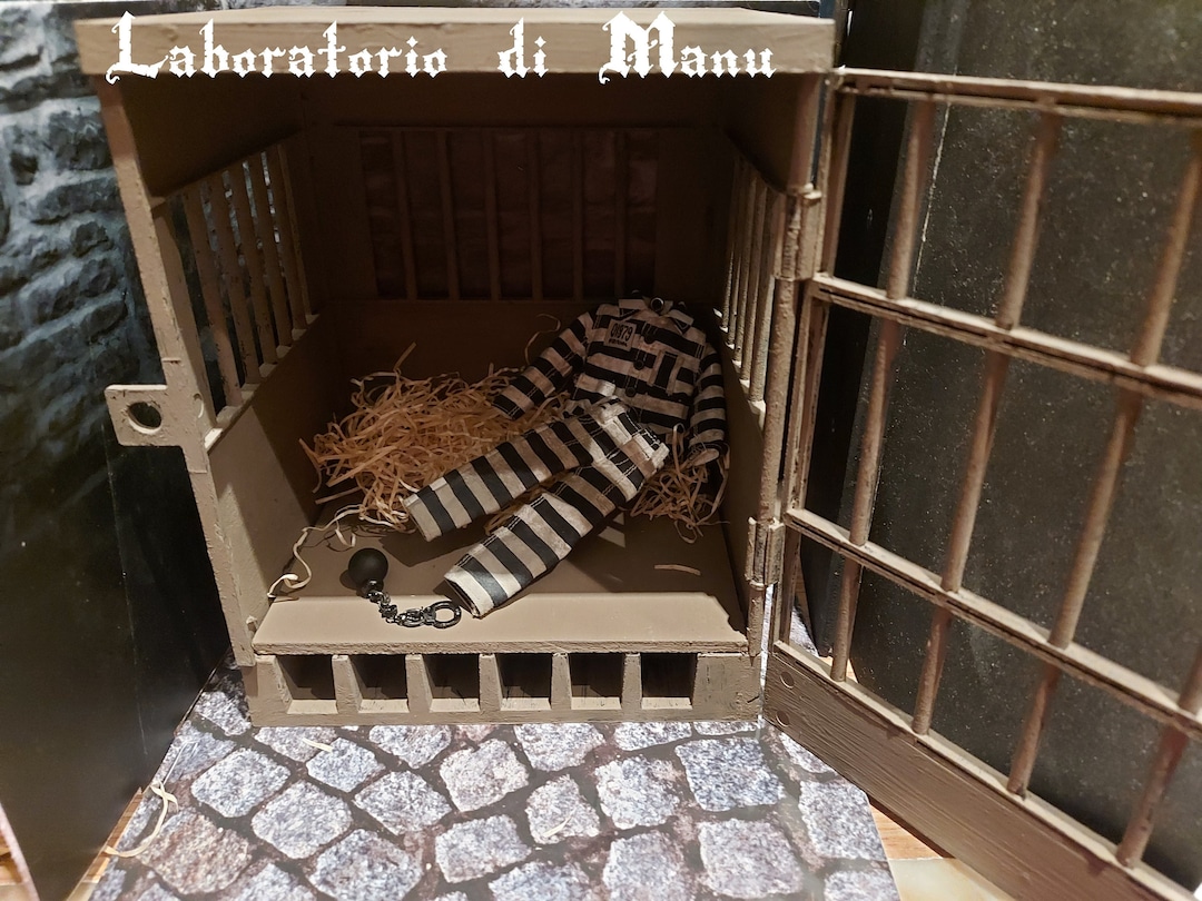 Dollhouse Prison Cell, Miniature Convict Dress/ball and Chain, 1:12 ...