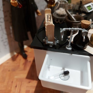 Dollhouse Chemistry Laboratory, Miniature Laboratory Table Inspired by ...