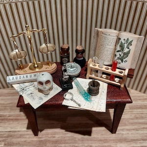Dollhouse Chemical Victorian Table, Miniature Chemistry Laboratory ...