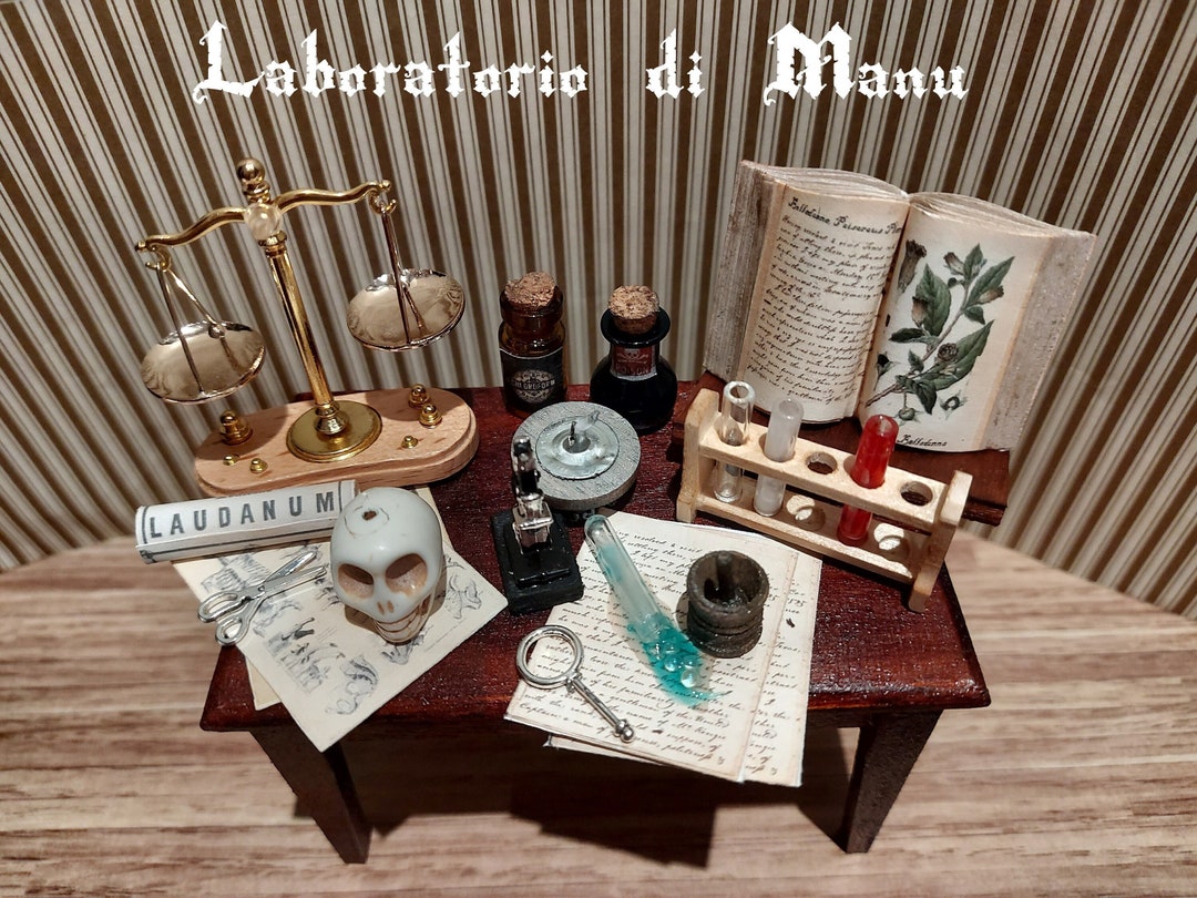 Dollhouse Chemical Victorian Table, Miniature Chemistry Laboratory ...