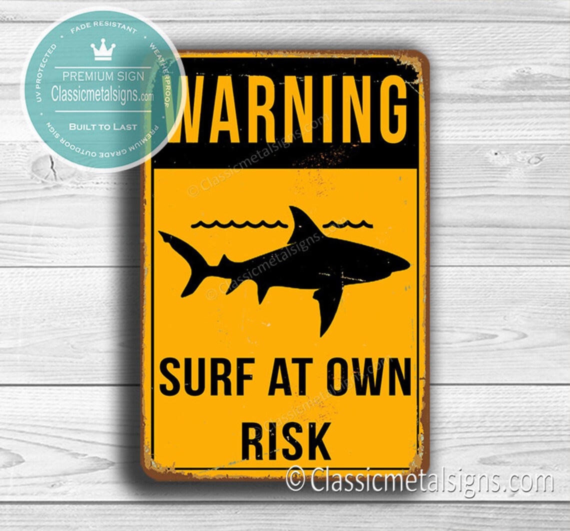 SURF SIGNS Surf Warning Signs Surf Own Risk Surf Decor | Etsy