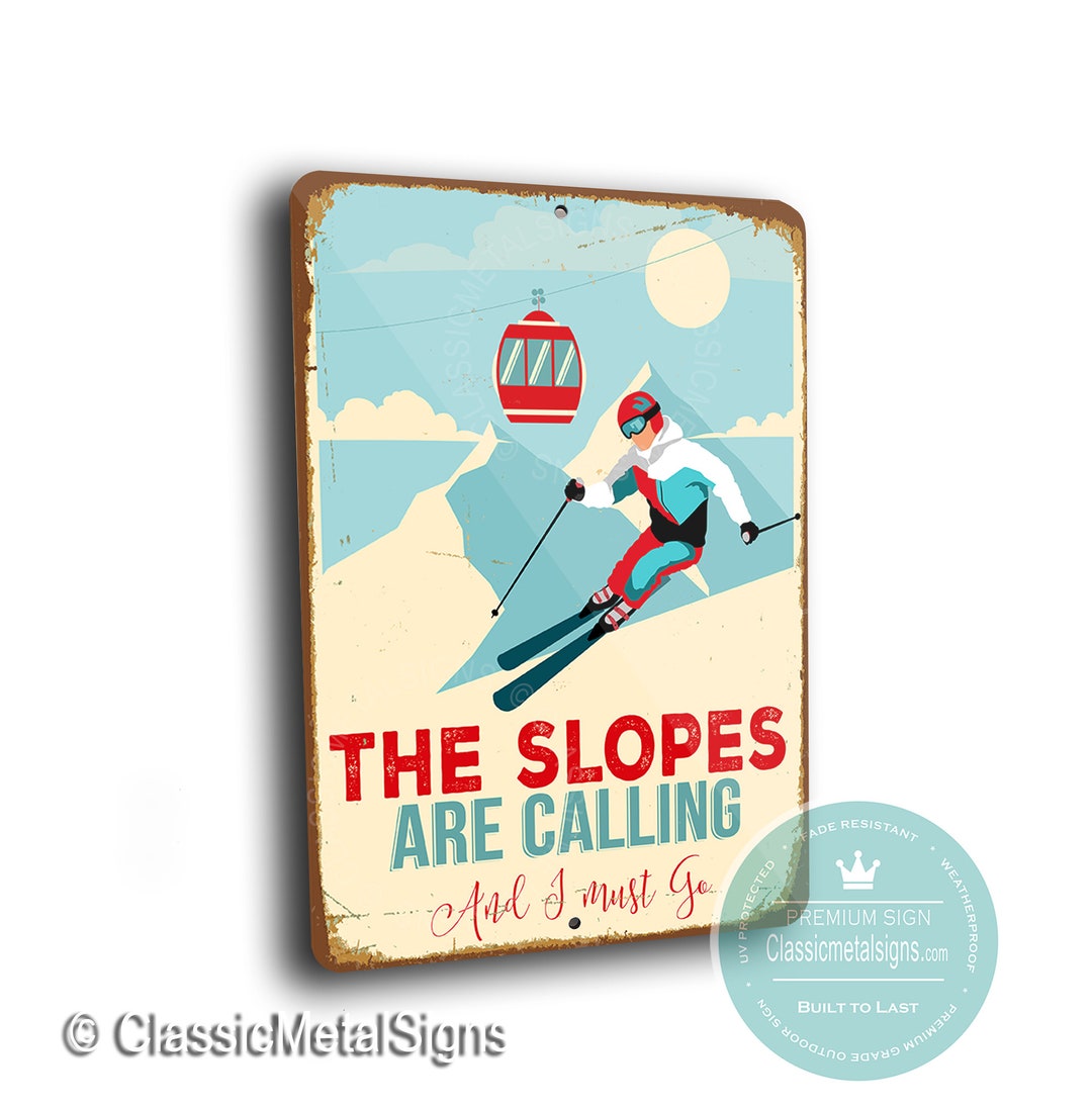 Ski Slopes Aluminum Composite Sign: Vintage Ski Decor - Etsy