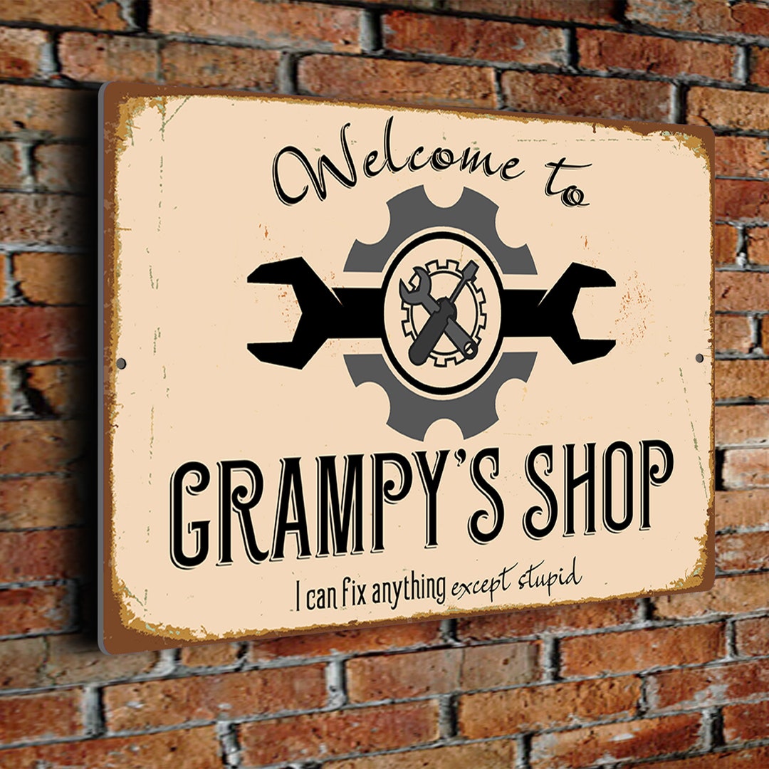 Grampy's Shop Sign: Vintage Style Aluminum Composite Workshop Decor - Etsy