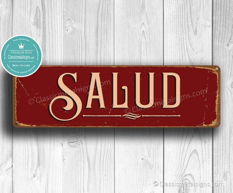 Vintage Style 'Salud' Sign: Spanish Cheers Decor - Etsy México