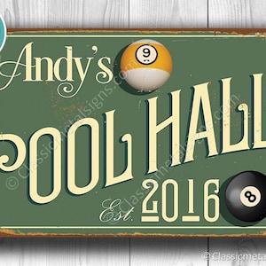 CUSTOM POOL HALL Sign, Customizable Pool Hall Signs, Vintage Style Pool ...