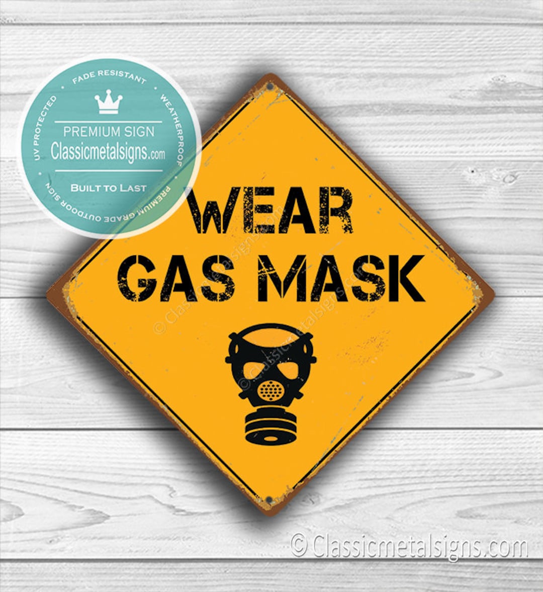 WEAR GAS MASK Sign - Gas Mask Signs, Danger Wear Gas Mask, Teenager ...