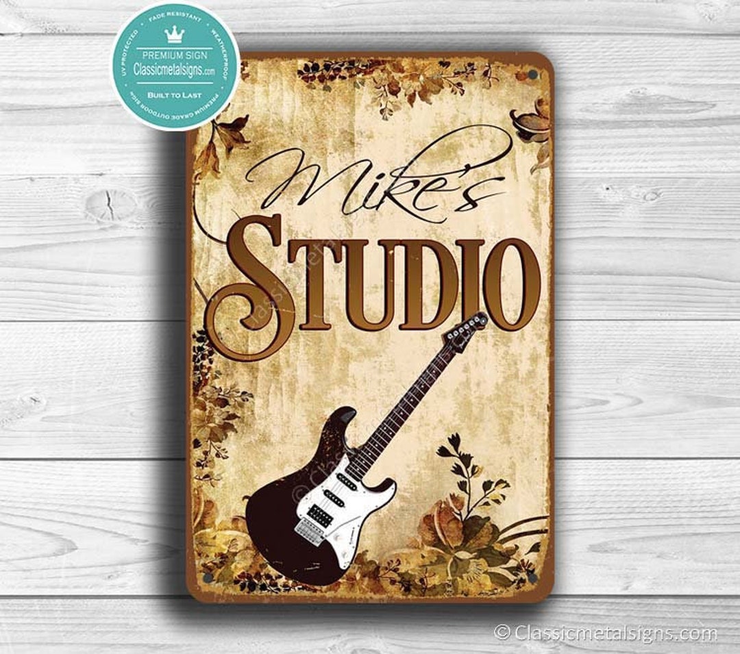 Custom GUITAR STUDIO SIGN, Customizable Guitar Studio Signs, Vintage ...