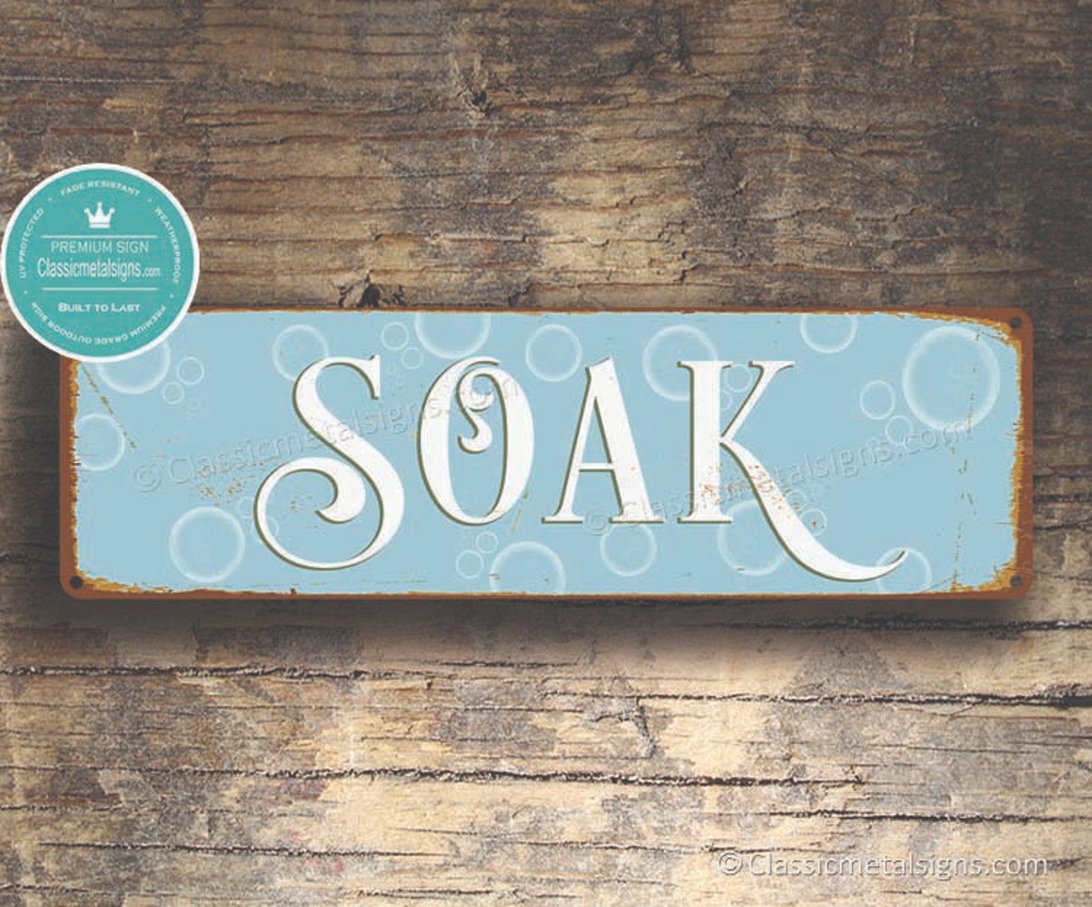 SOAK SIGN Bathroom Signs Vintage Style Soak Bathroom Sign - Etsy
