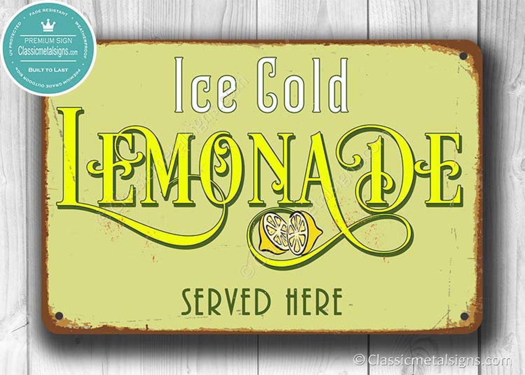 Vintage Style Lemonade Sign: Ice Cold Drink Decor - Etsy