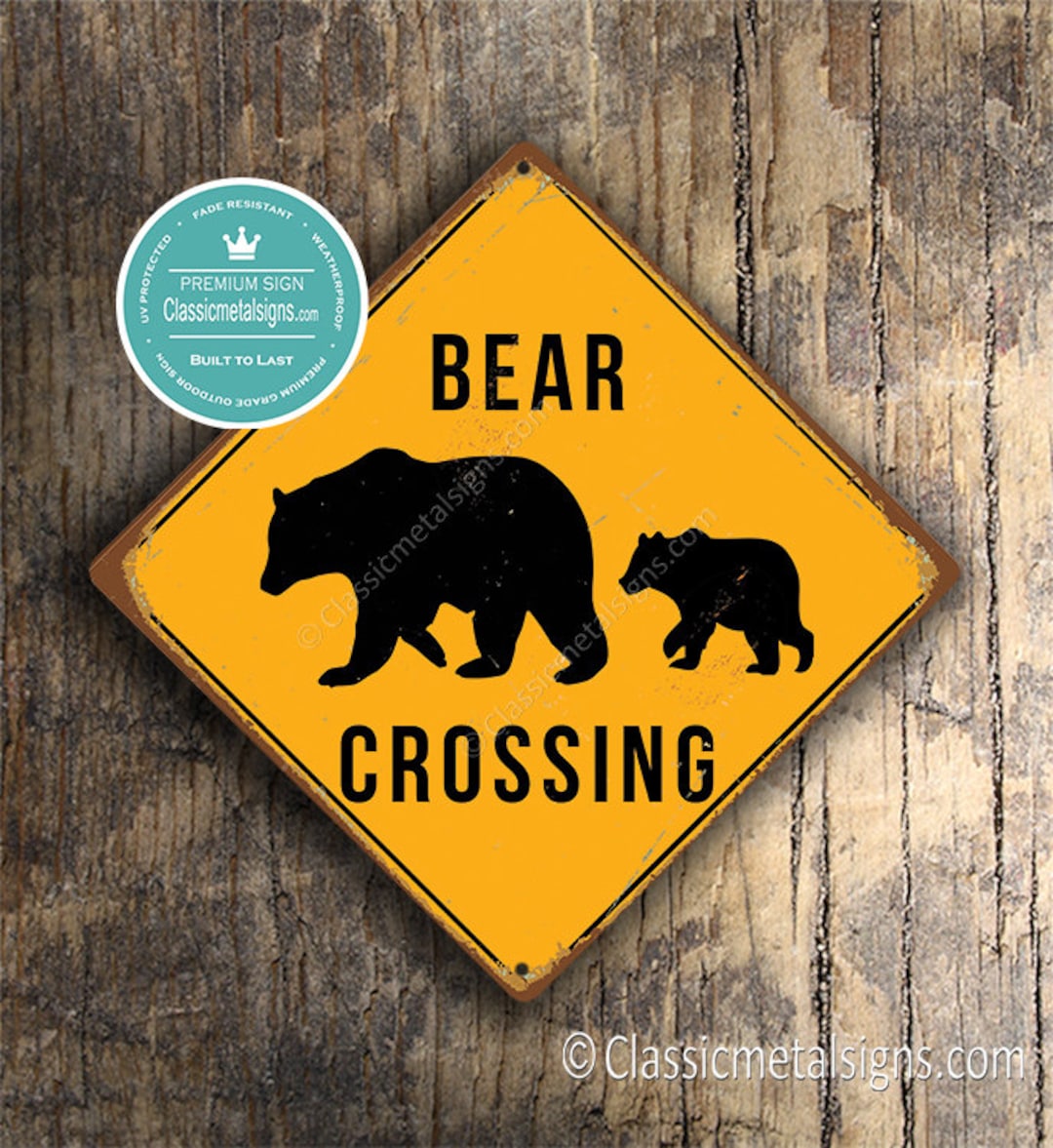 BEAR CROSSING SIGN - Bear Crossing Signs, Bears, Warning Bear Crossing ...