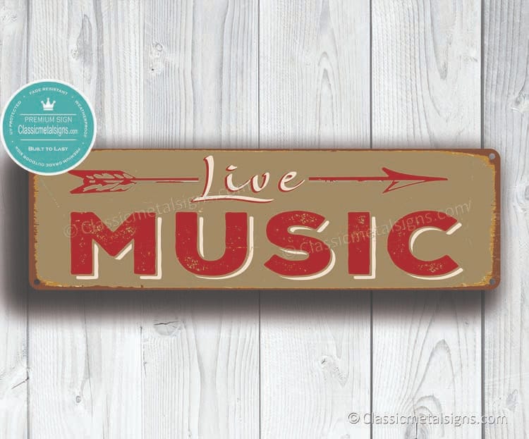 LIVE MUSIC SIGN Live Music Signs Vintage style Live Music | Etsy