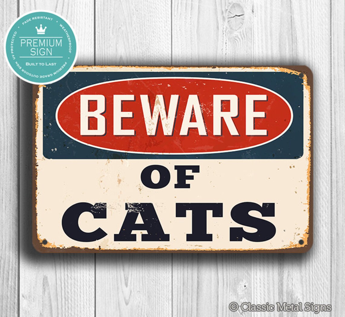 BEWARE OF CATS Sign Vintage Style Beware Cats Sign Cats | Etsy