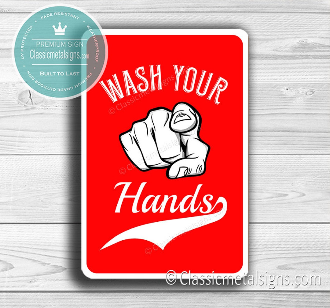 WASH YOUR HANDS Sign, Wash Your Hands, Hey Wash Your Hands, Vintage ...