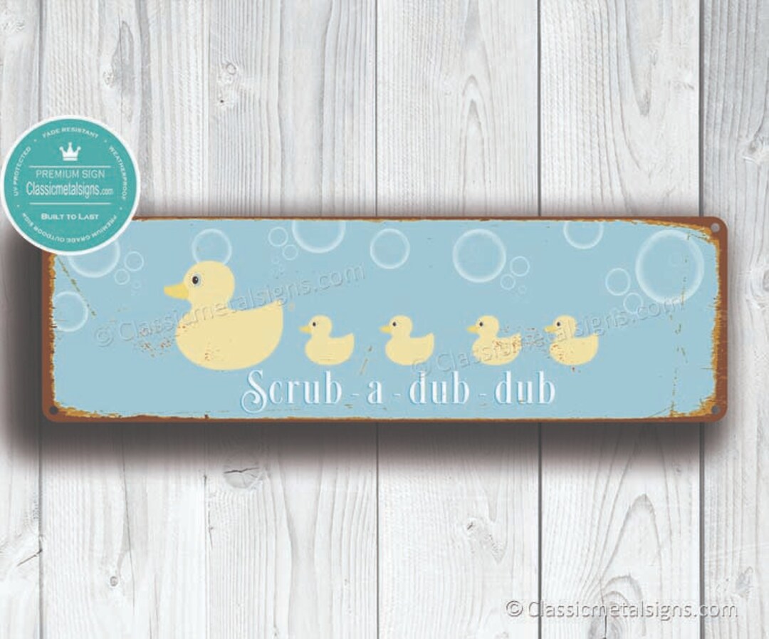 BATH SIGN, Bathroom Signs, Vintage Style Bathroom Sign, Scrub-a-dub-dub ...