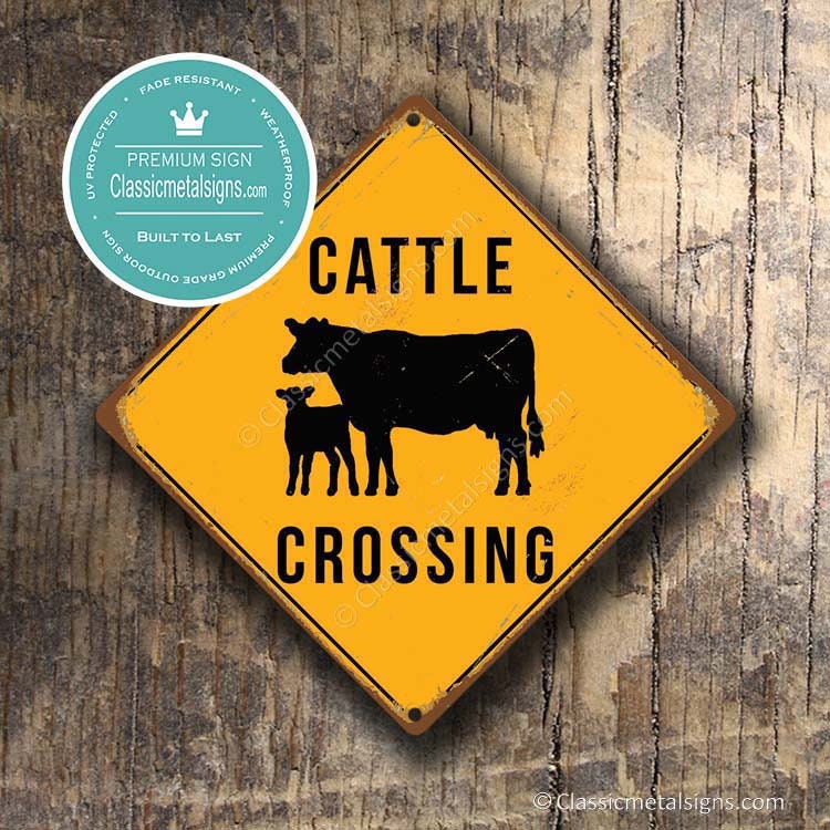 CATTLE CROSSING SIGN Cattle Crossing Signs Warning Cattle - Etsy Canada