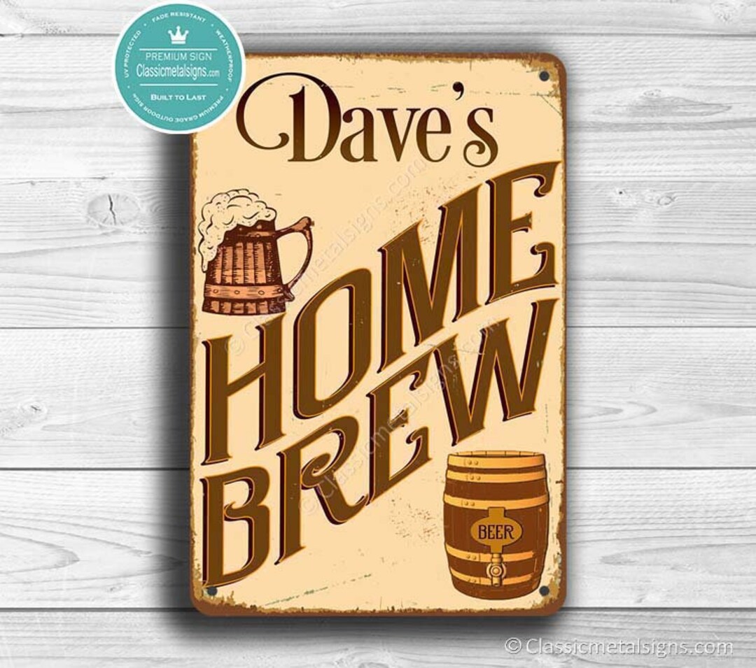 CUSTOM HOME BREW Sign, Personalized Home Brew Sign, Vintage Style Home ...