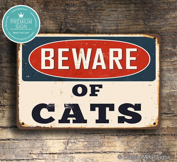 BEWARE OF CATS Sign Vintage Style Beware Cats Sign Cats | Etsy