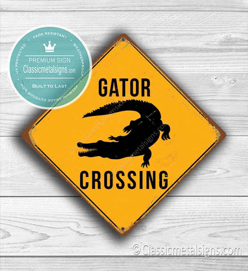 GATOR CROSSING SIGN Gator Crossing Signs Warning Gator - Etsy