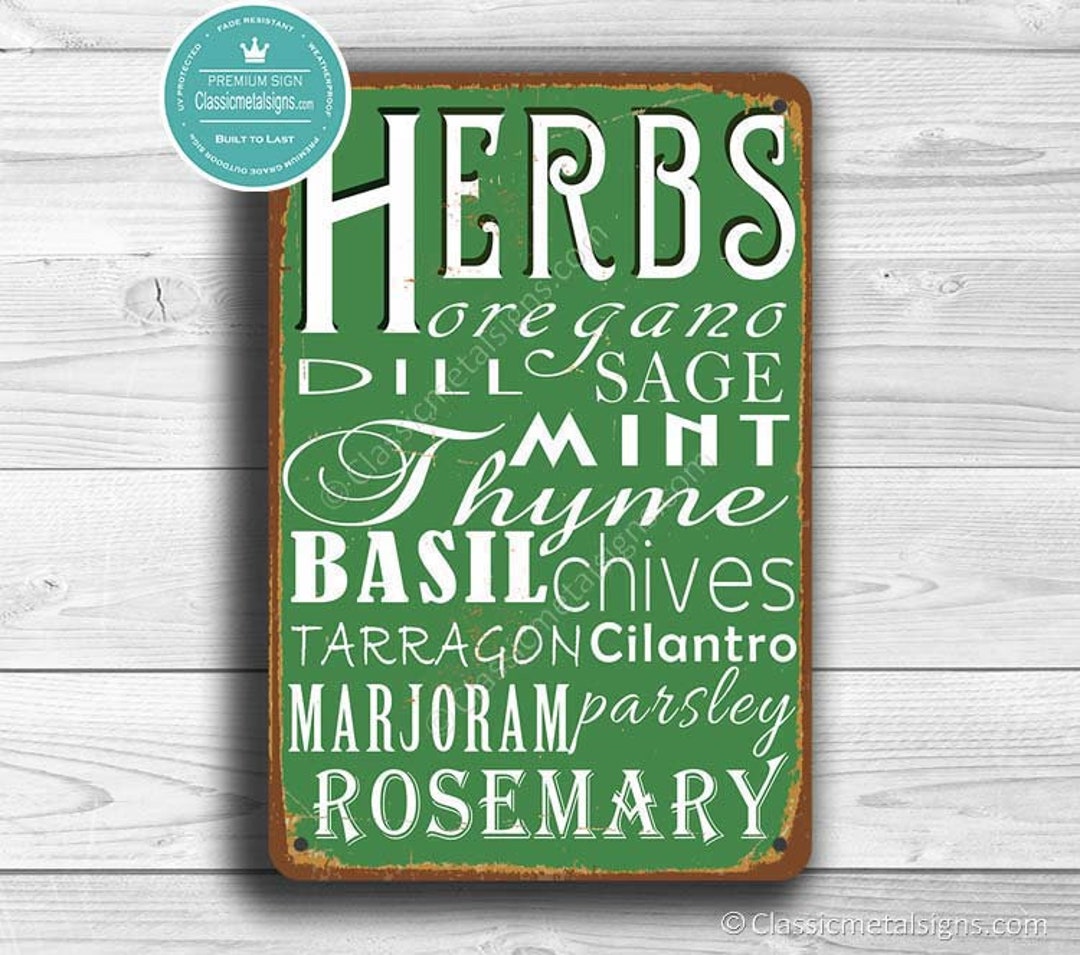 KITCHEN SIGN, Vintage Style Metal Kitchen Sign, Kitchen Herbs Sign ...