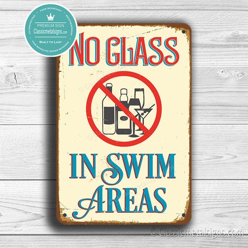 No Glass in the Pool Area Sign Pool Signs Pool Decor Please - Etsy