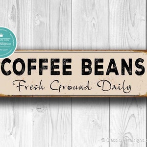 COFFEE BEANS SIGN, Coffee Beans Signs, Vintage Style Coffee Beans Sign ...