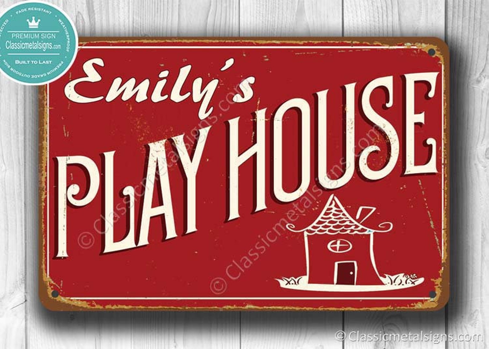 Personalized Playhouse Sign: Vintage Style Aluminum Composite Decor - Etsy