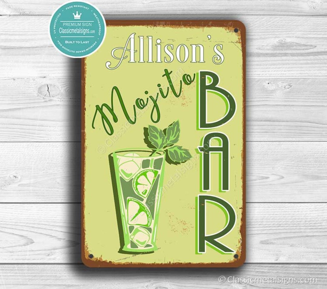 CUSTOM MOJITO BAR Sign, Customizable Mojito Bar Sign, Mojito Bar, Bar ...