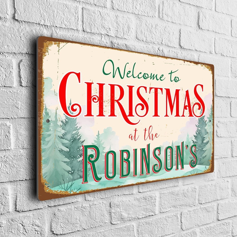 Personalized Family Name Christmas Sign: Rustic Holiday Decor - Etsy