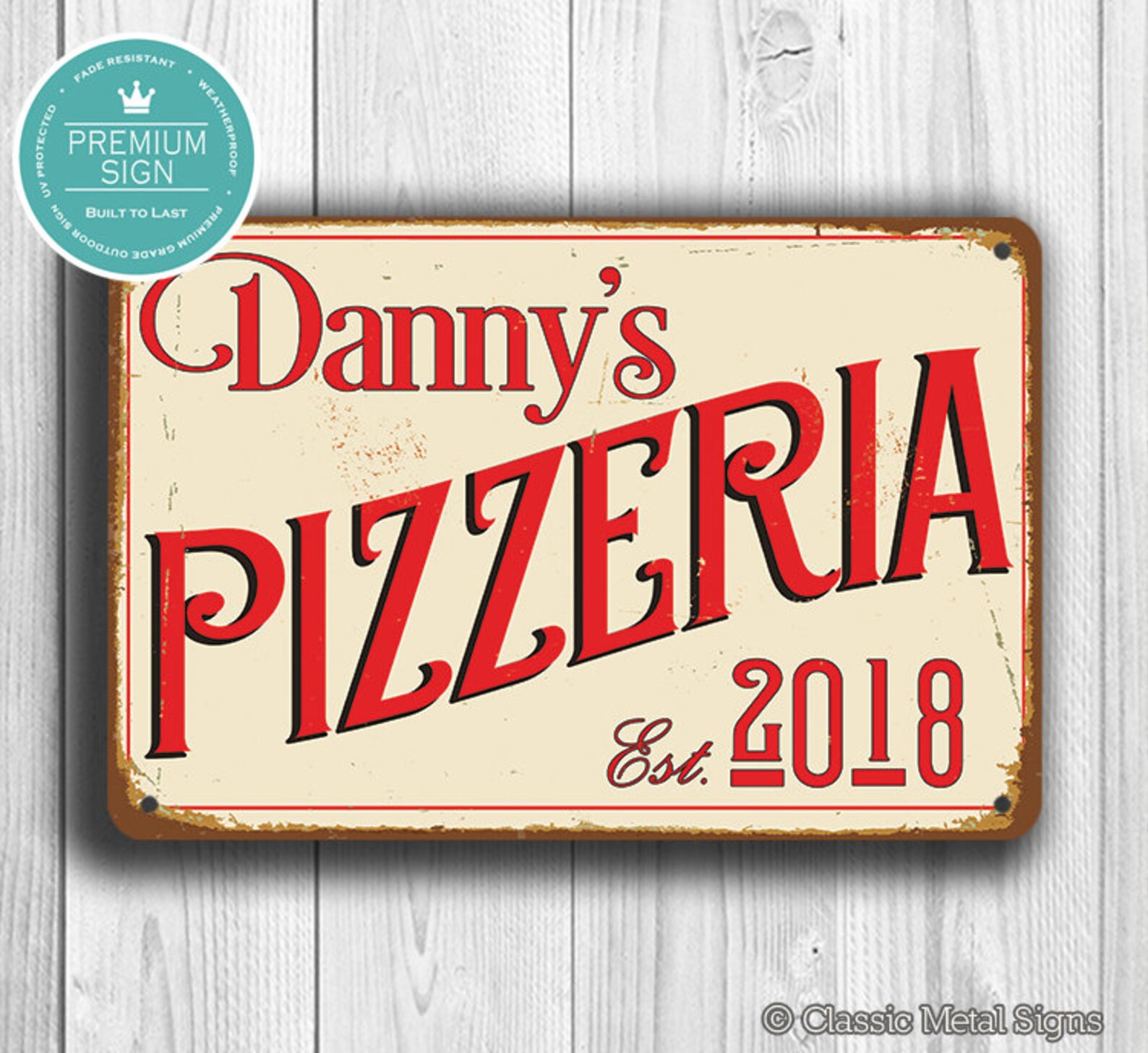 CUSTOM PIZZERIA SIGN Personalized Kitchen Sign Vintage Style - Etsy