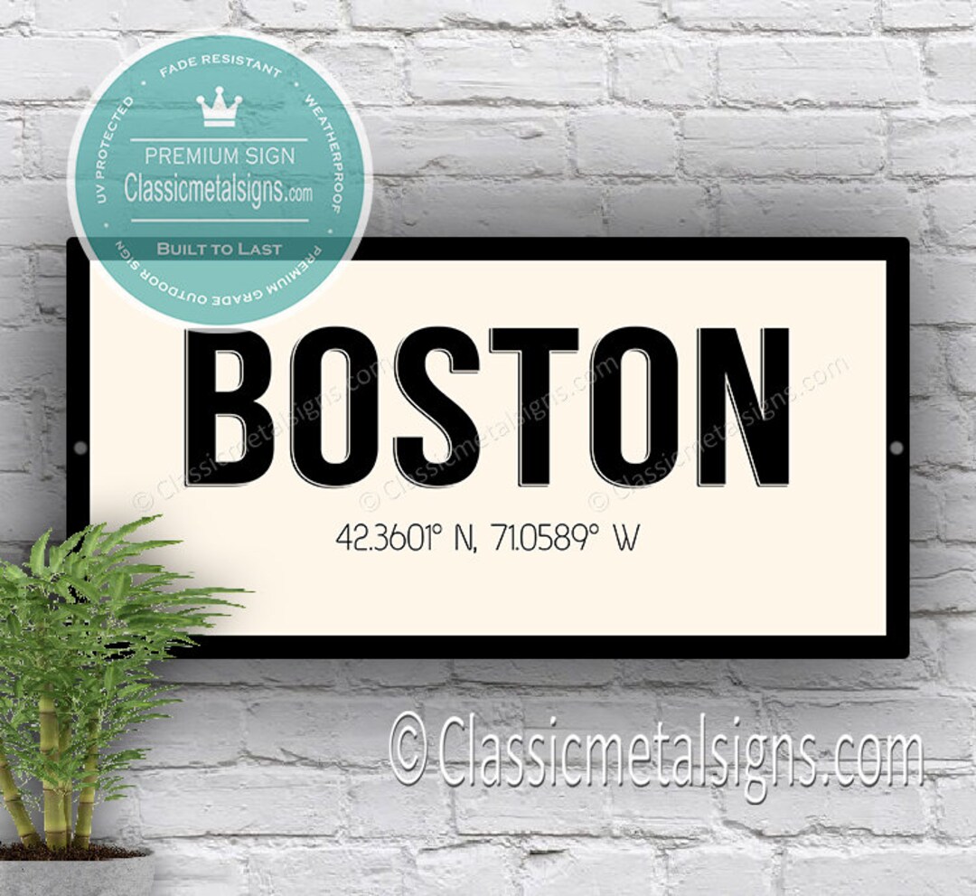 BOSTON Coordinates Sign, Boston City Sign, Modern Boston Coordinates ...