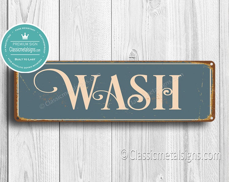 WASH SIGN Wash Signs Bathroom Decor Vintage Style Wash | Etsy
