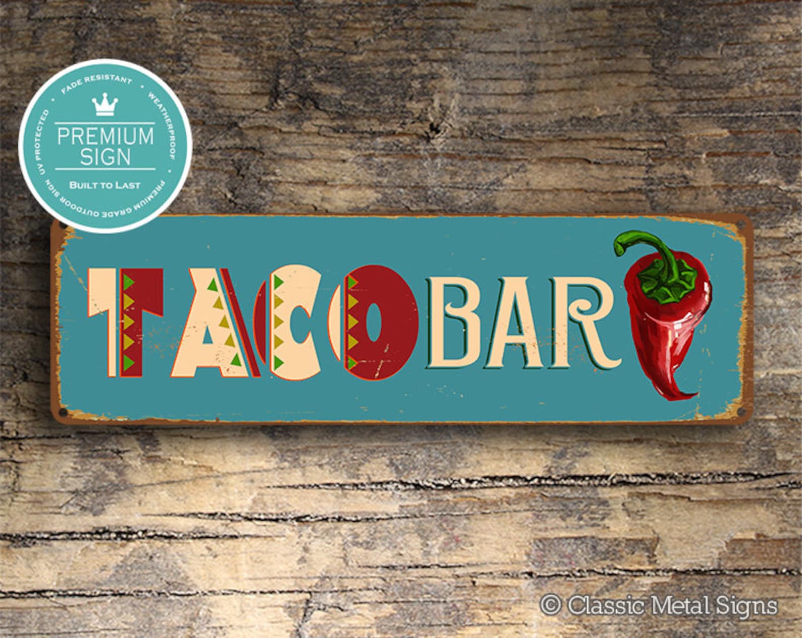 TACO BAR SIGN, Taco Bar Decor, Vintage Style Taco Sign, Vintage Style ...