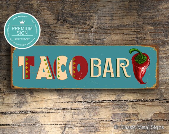 TACO BAR SIGN Taco Bar Decor Vintage Style Taco Sign - Etsy
