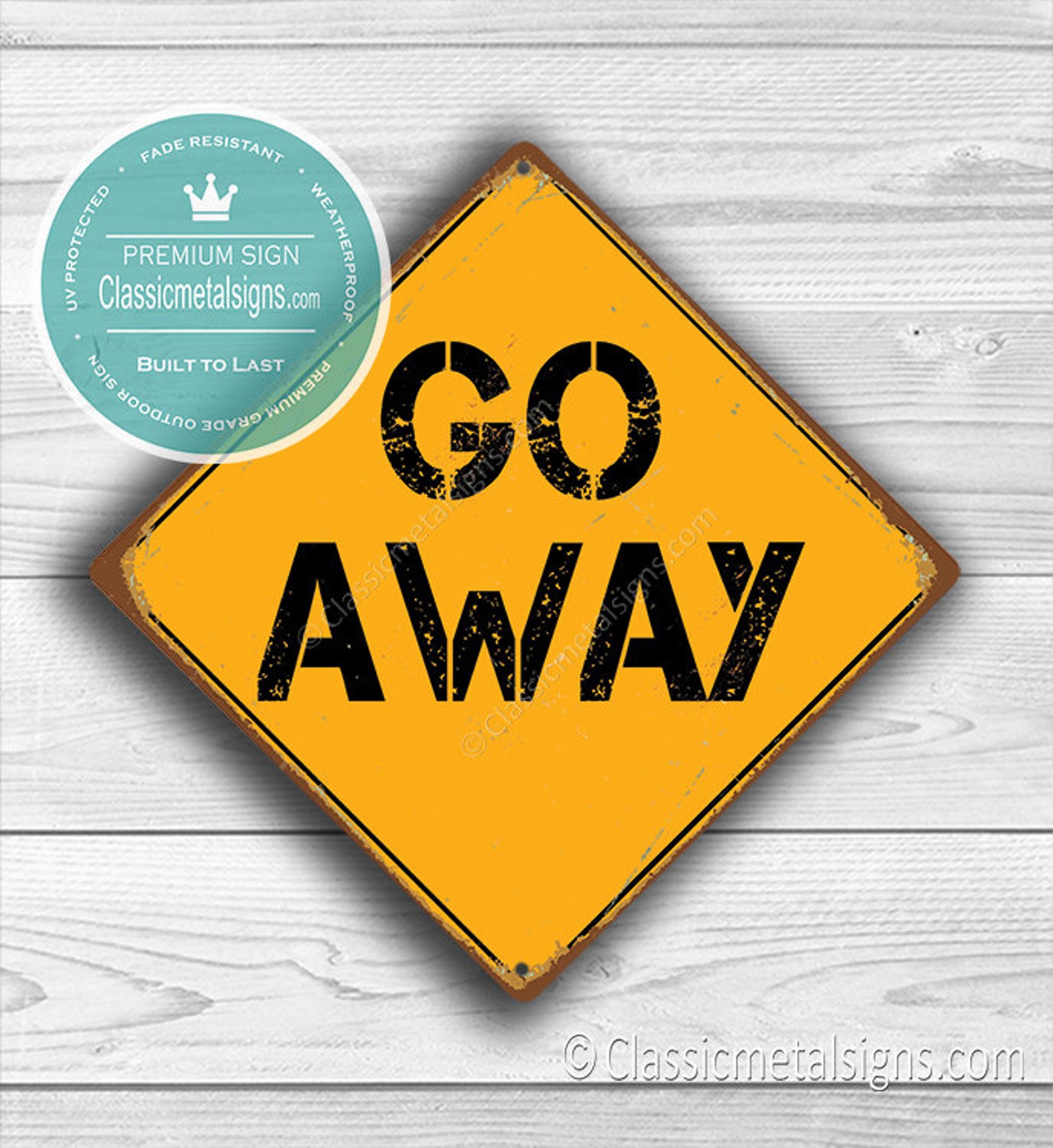 Go Away Sign: Rustic Aluminum Composite Teen Room Decor - Etsy UK