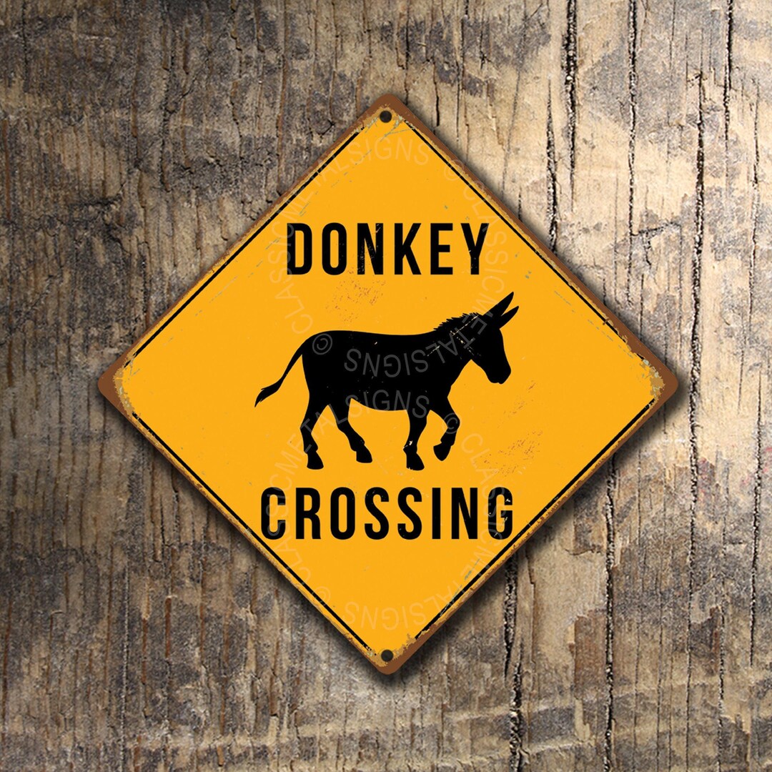 Donkey Crossing Warning Sign for Farms and Barns, Rustic Animal Traffic ...