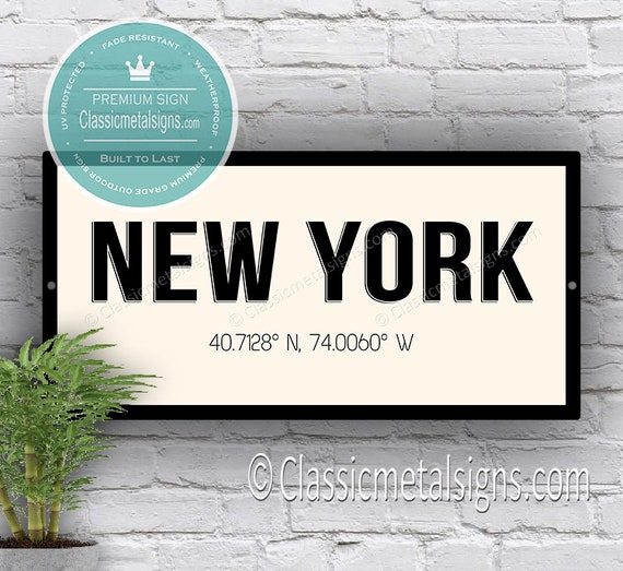 NEW YORK Coordinates Sign New York City Sign Modern New York | Etsy