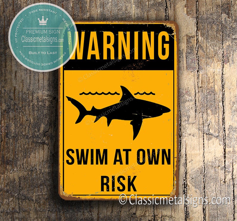 SWIM SIGNS Swim Warning Signs Swim Own Risk Swim Decor | Etsy