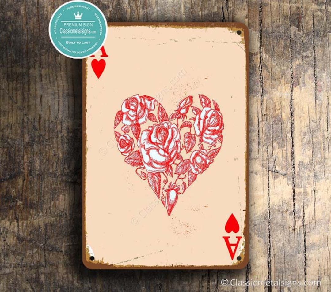 ACE of HEARTS Sign, Vintage Style Wall Sign, Ace of Hearts Wall Art ...