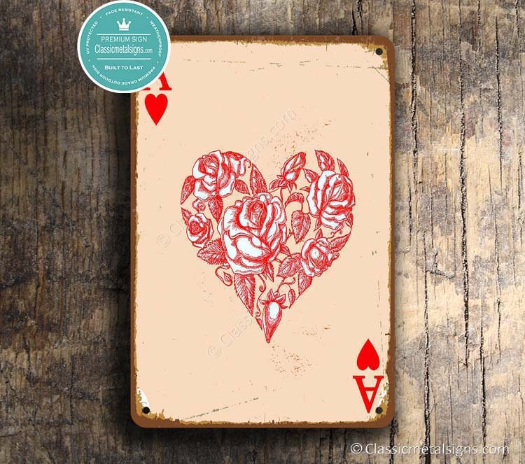 ACE of HEARTS Sign Vintage Style Wall Sign Ace of Hearts - Etsy