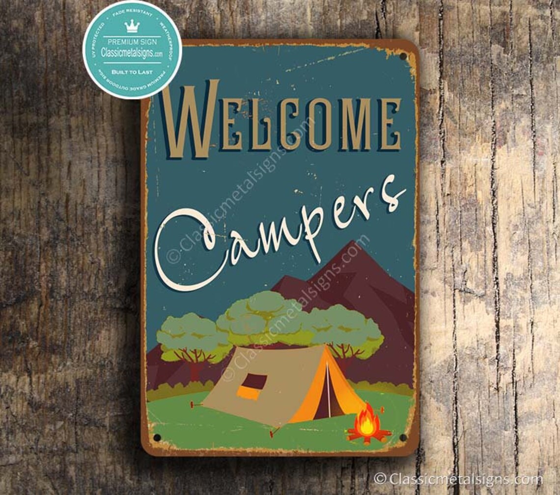 WELCOME CAMPERS SIGN Vintage Style Camping Signs Welcome - Etsy