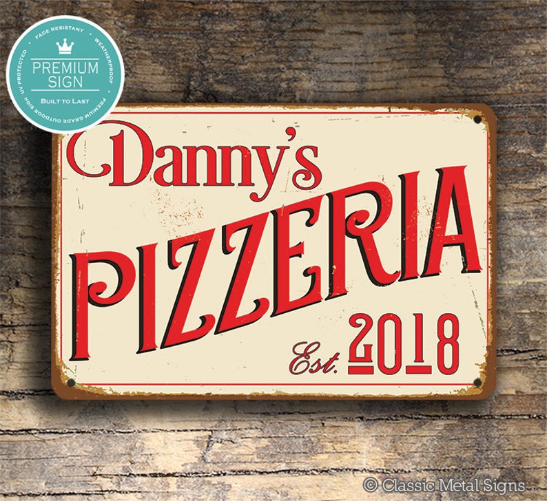 CUSTOM PIZZERIA SIGN Personalized Kitchen Sign Vintage Style | Etsy
