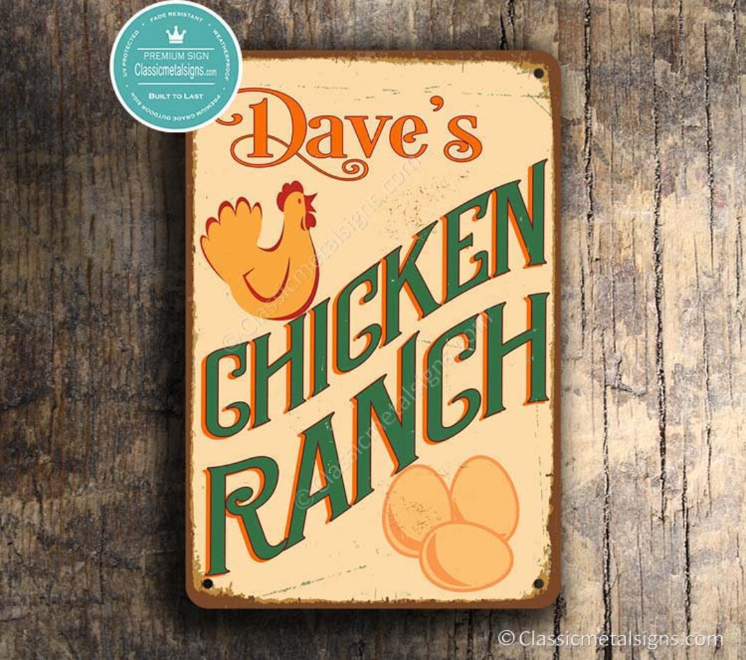 CUSTOM CHICKEN RANCH Sign, Personalized Chicken Ranch Sign, Vintage ...