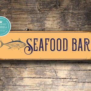 SEAFOOD BAR SIGN, Seafood Signs, Seafood Bar Signs, Vintage Style ...