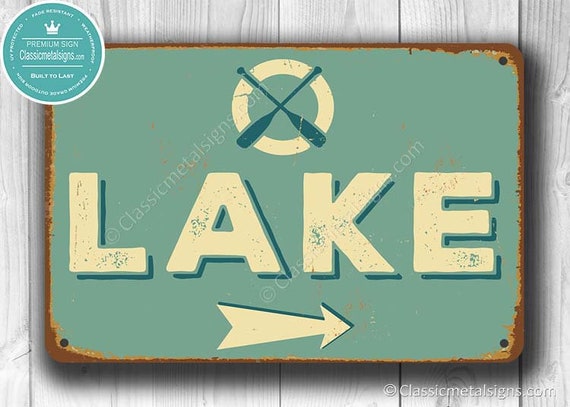 CUSTOM LAKE SIGN Vintage style Lake Sign Lake Arrow Sign | Etsy