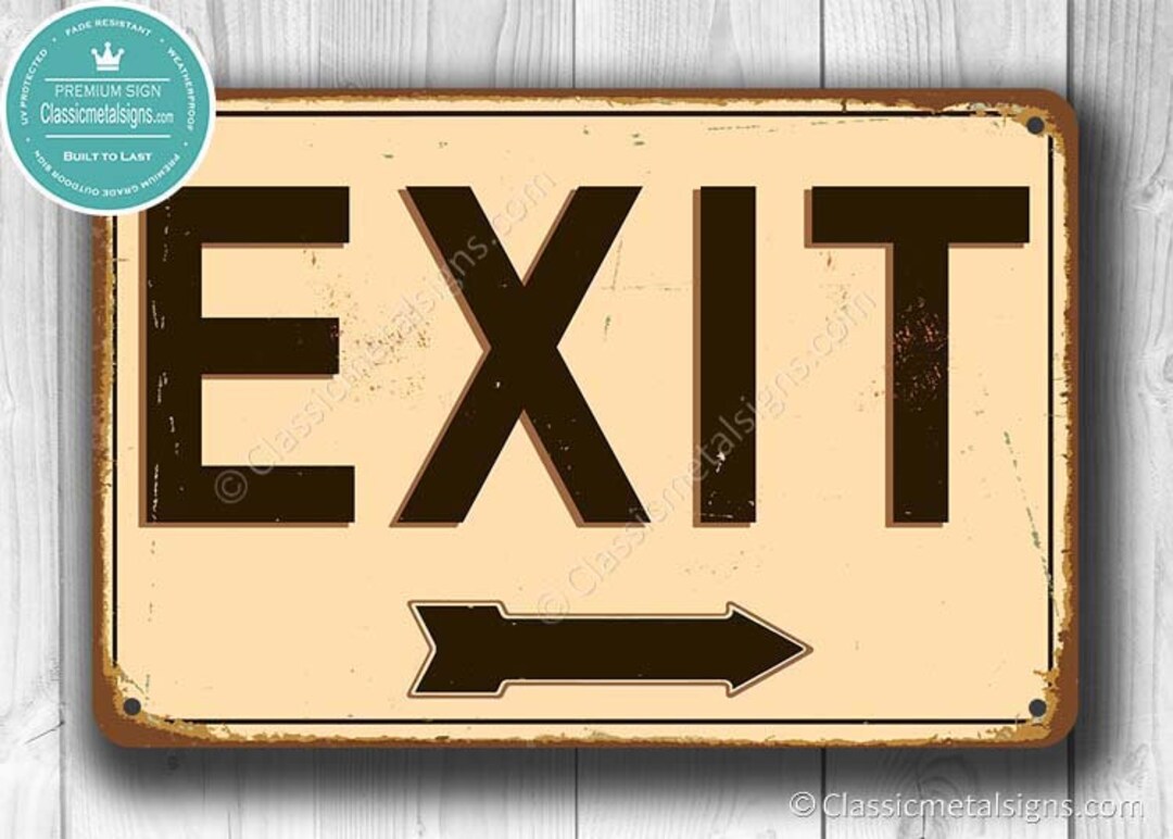 Vintage Style Exit Sign: Rustic Aluminum Composite Indoor/outdoor Decor ...
