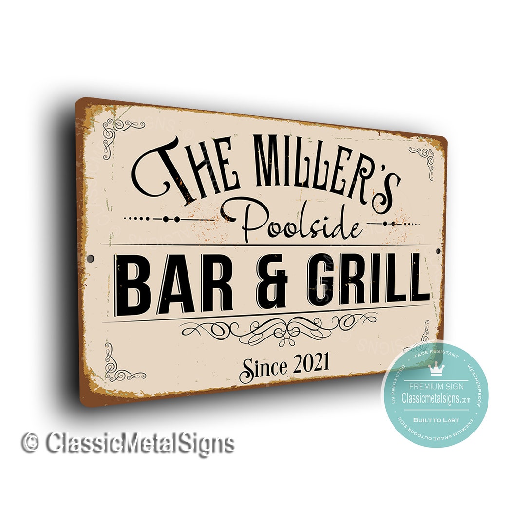 CUSTOM POOLSIDE Bar and Grill Sign, Poolside Bar and Grill Sign ...